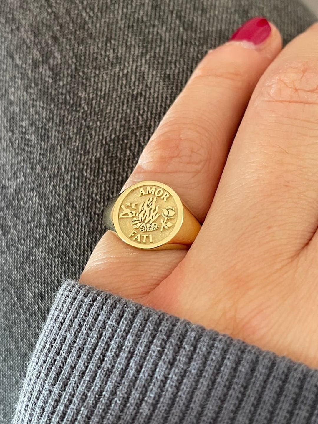 Amor Fati Ring, Amor Fati Signet Ring, Fate Ring, Love of Fate Ring ...