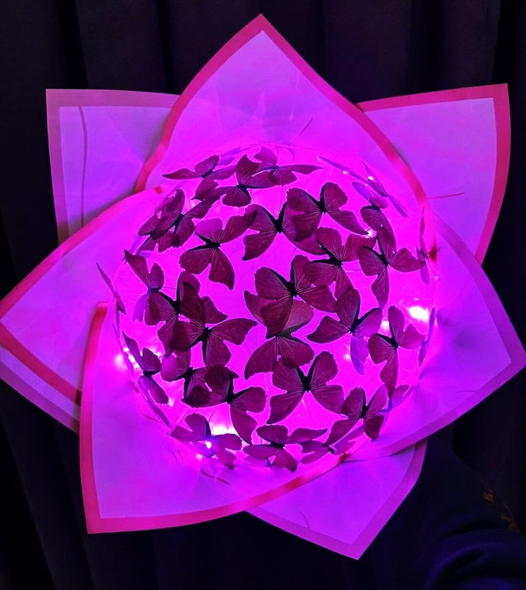 Led Lighted Bouquet, Popular Gift, Butterfly Bouquet With Led Lights, Purple Bouquet - Etsy