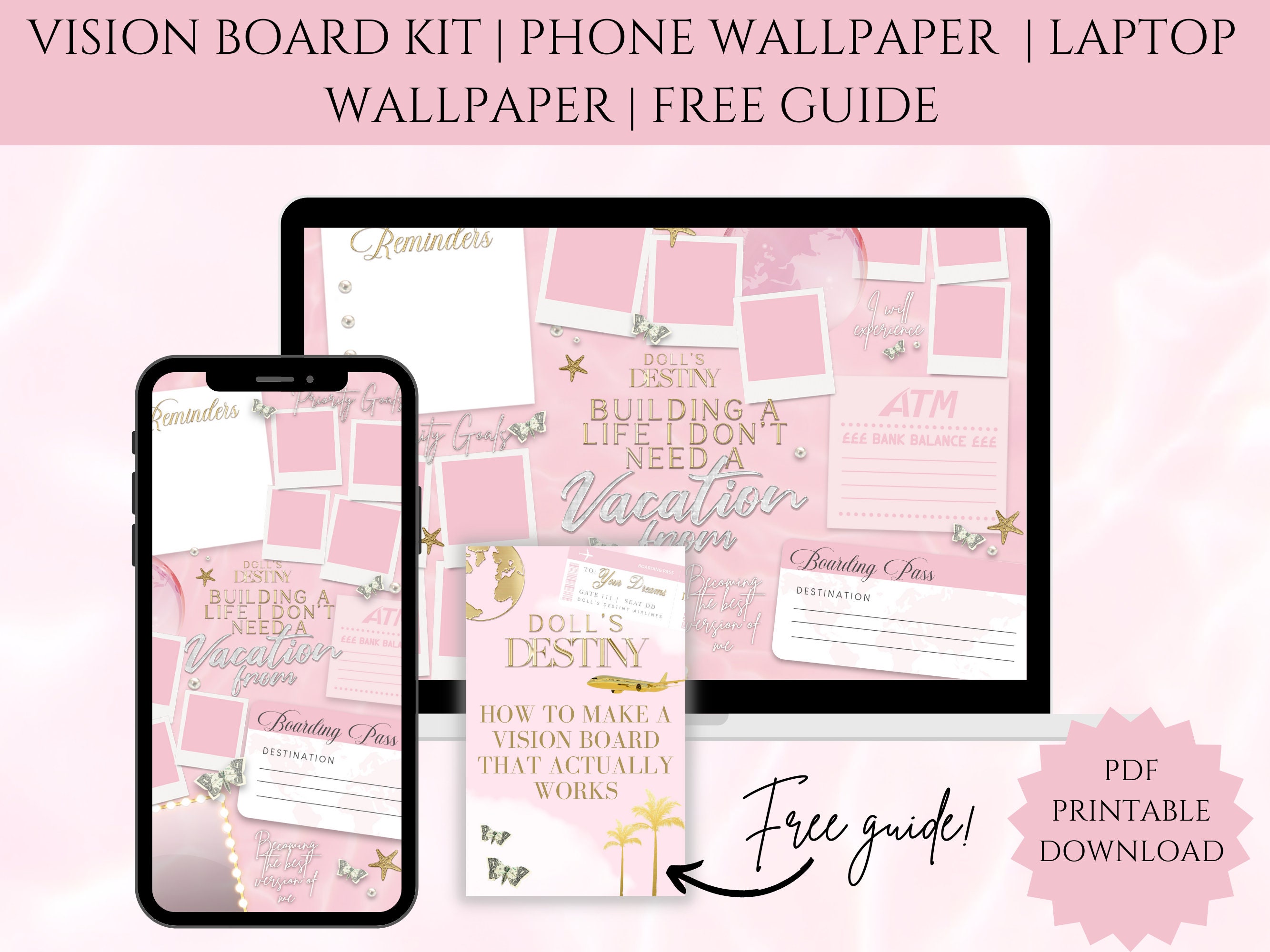 Digital Vision Board Template Kit // Vision Board, Manifestation, Goal ...