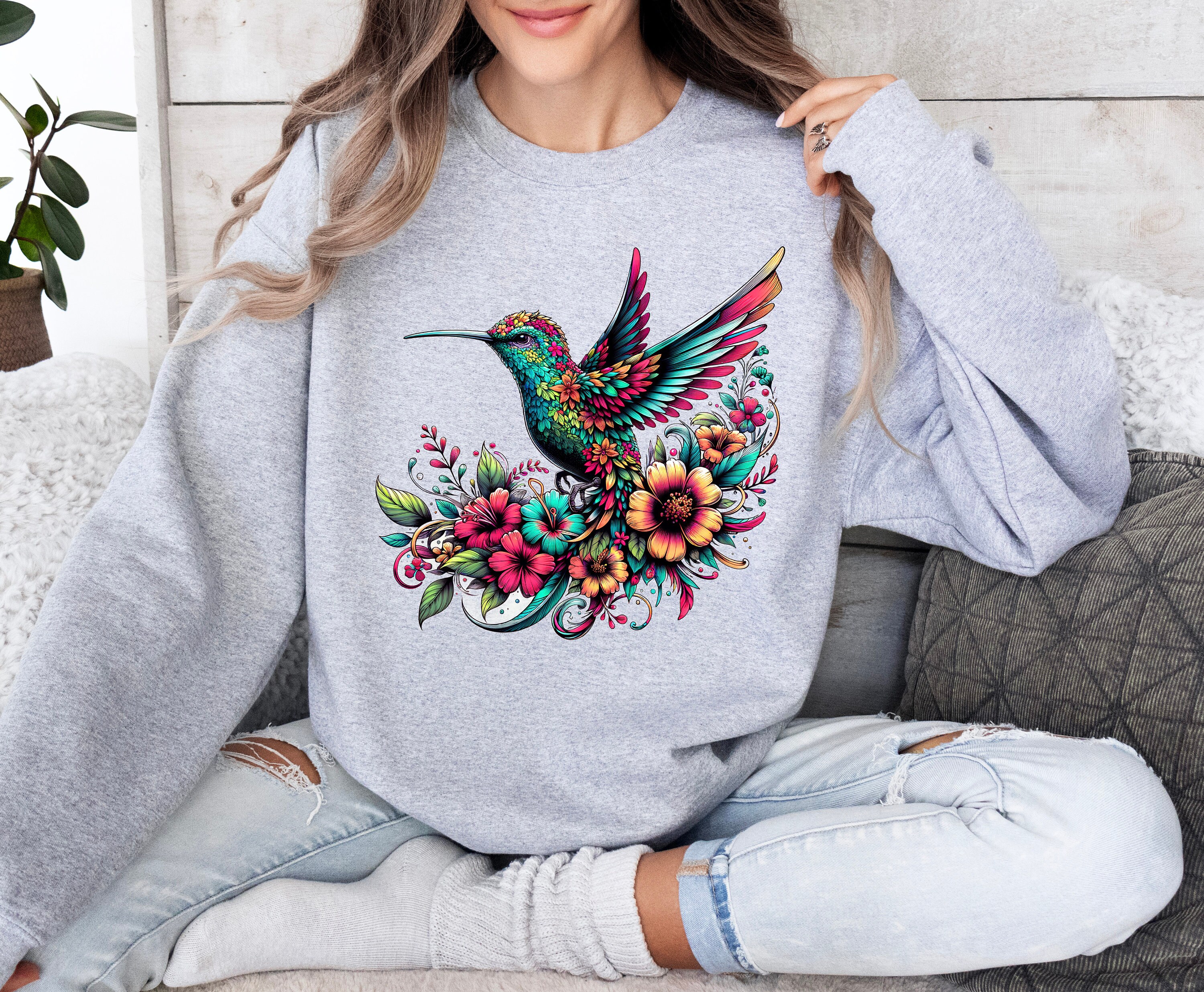 Hummingbird Sweatshirt, Gift for Her, Spring Birds Sweat, Bird ...
