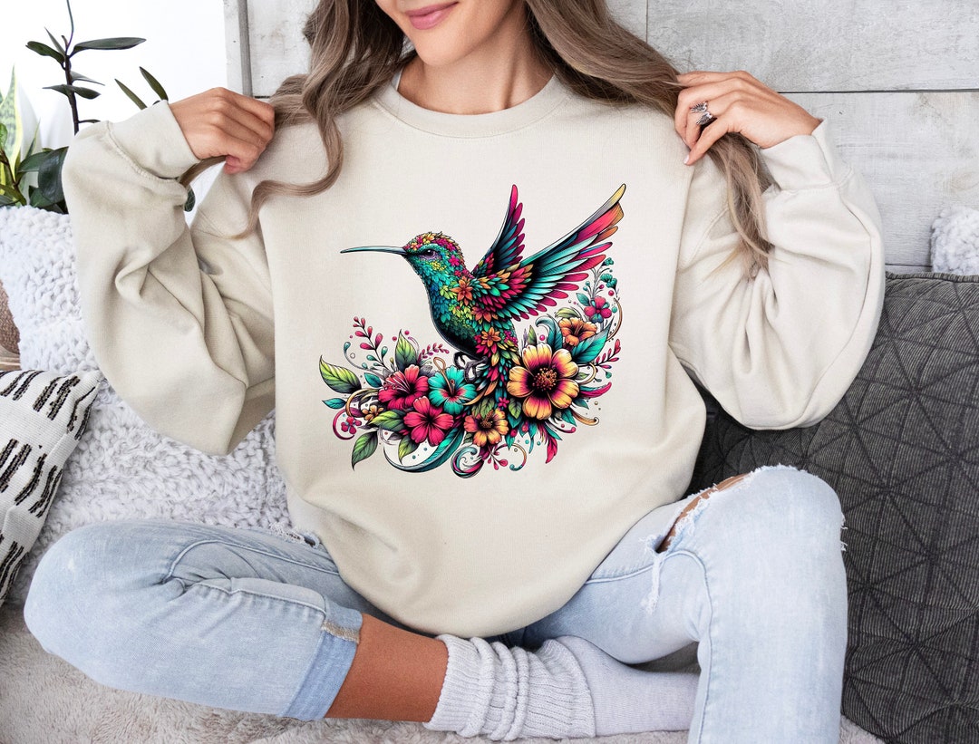 Hummingbird Sweatshirt, Gift for Her, Spring Birds Sweat, Bird ...