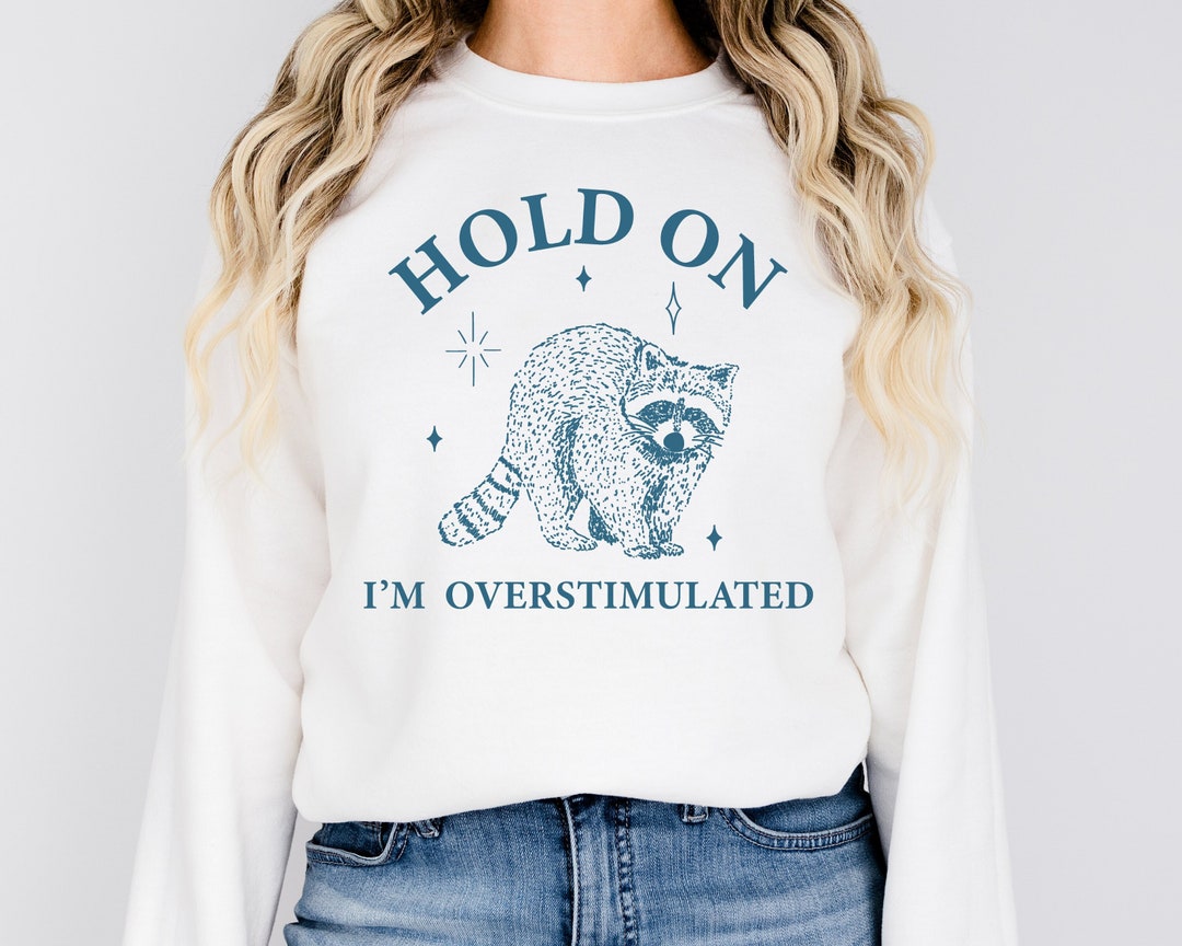 Hold on I'm Overstimulated T-shirt, Meme Sweatshirt, Raccoon Sweatshirt ...