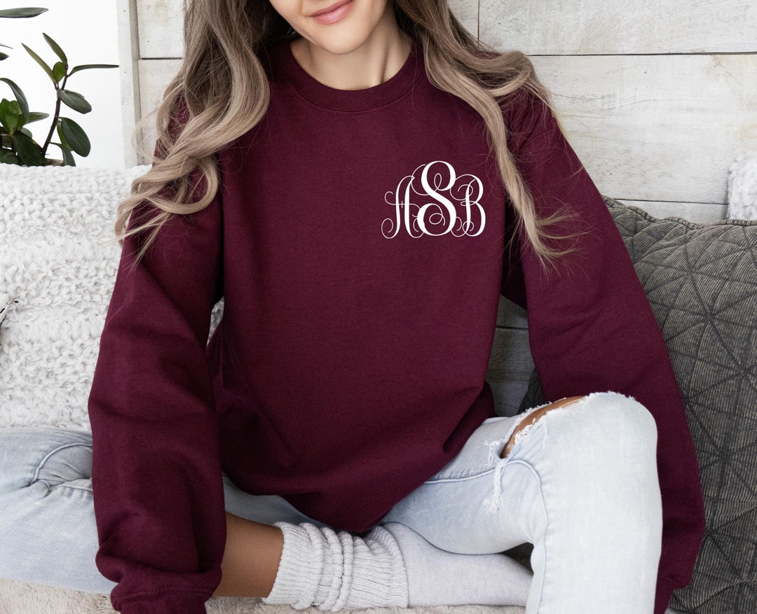 Monogrammed Sweatshirt, Monogram Sweater, Crewneck, Gift for Her, Gift ...