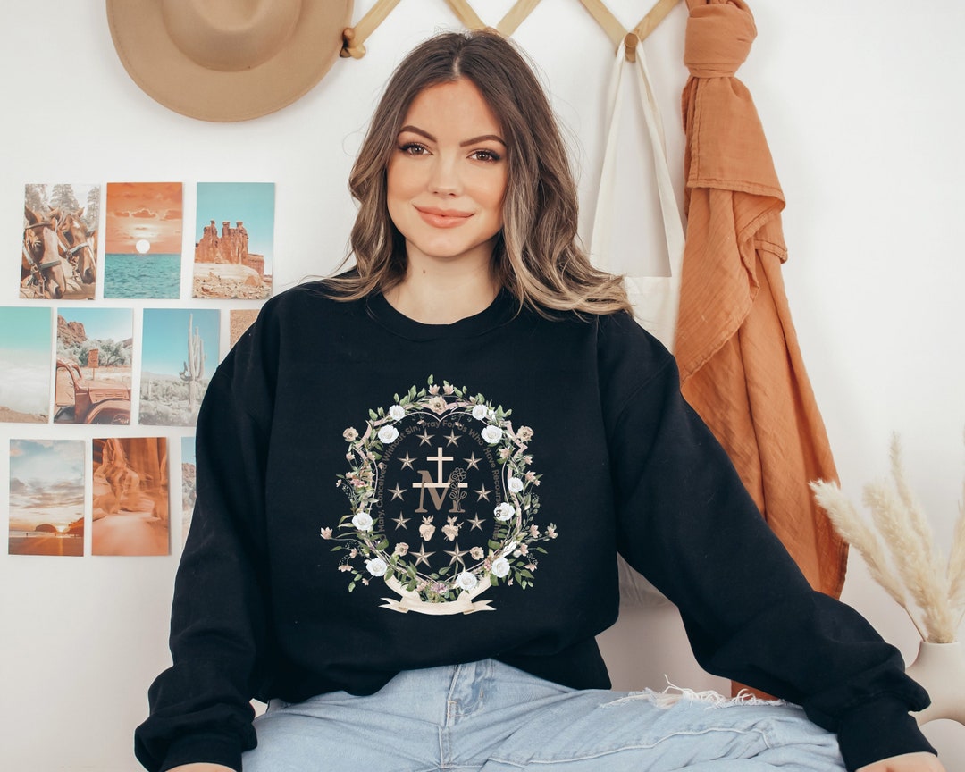 Marian Catholic Sweatshirt, Virgin Mary Hoodie, Catholic Gift for Women ...