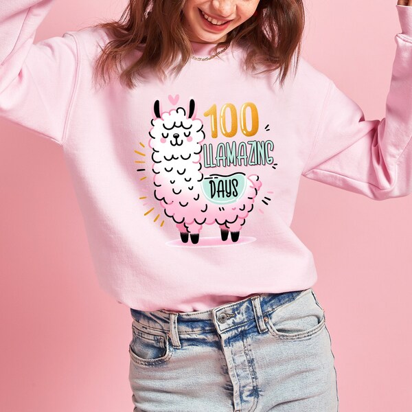 100th Days of School With Llama Svg - Etsy