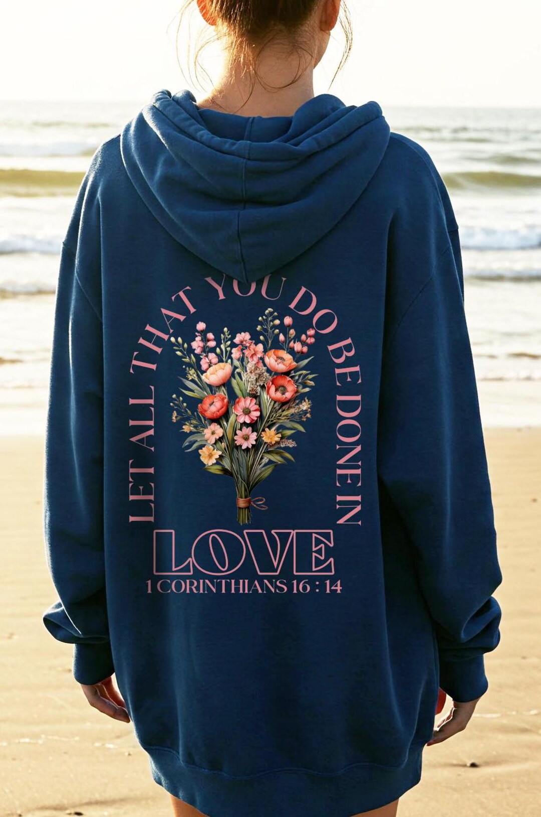 Trendy Christian Sweatshirt Merch, Words on Back Bible Verse Hoodie ...
