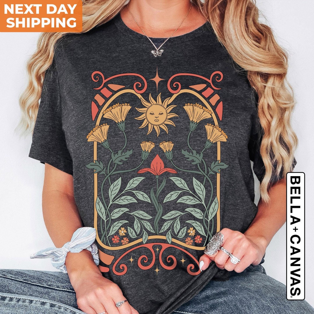 Boho Floral Tshirt Art Nouveau, Boho Wildflowers Tshirt, Boho Flowers ...