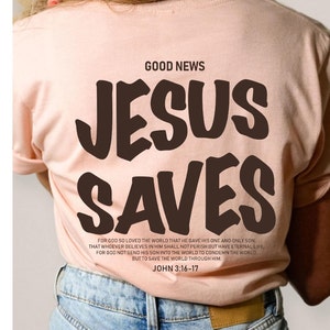 Aesthetic Jesus Saves Shirt, Christian Apparel Brown Christian Shirt ...