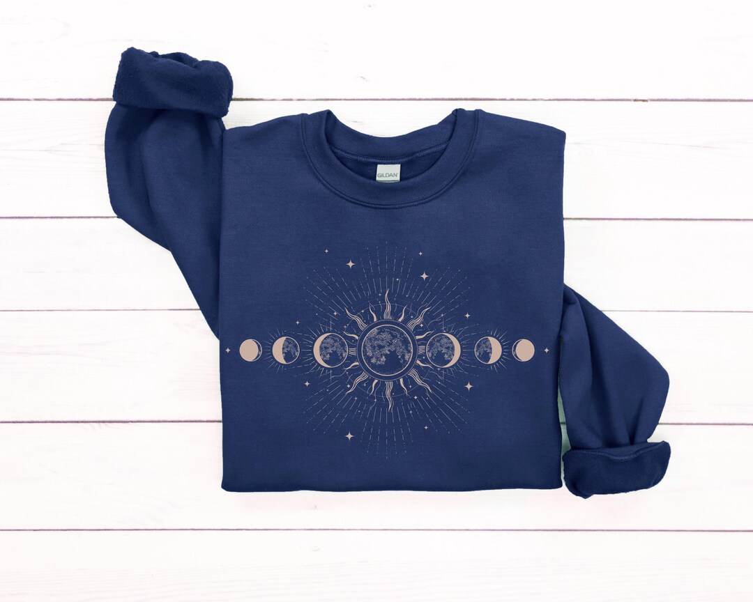 Celestial Sweatshirt, Moon Phase Hoodie, Boho Mystical Moon and Sun ...