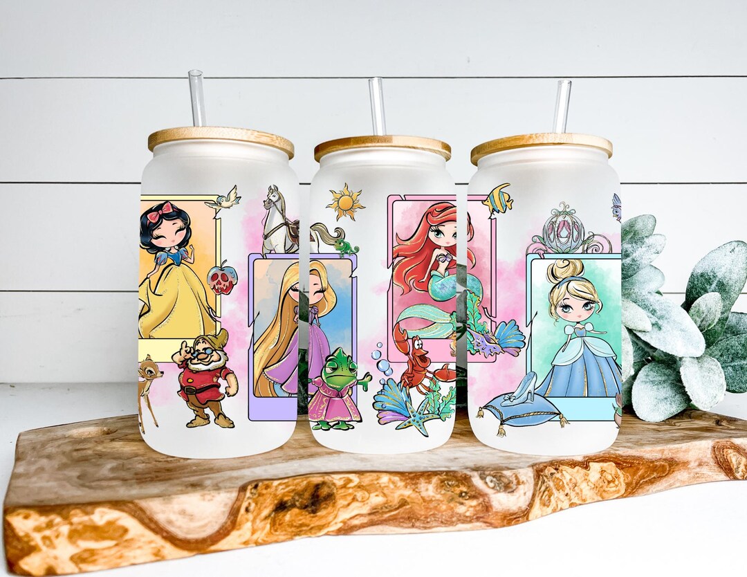 Disney Princesses Glass Can - Etsy