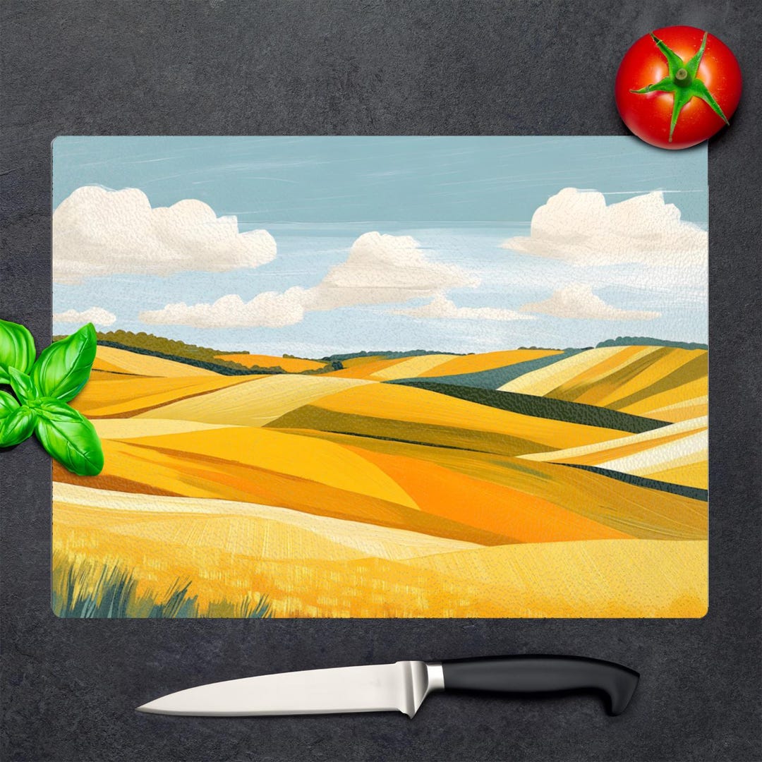Golden Fields Horizon Textured Glass Chopping Board, Textured Glass ...