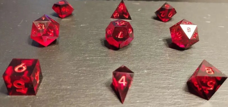 Set of 9 Customizable Sharp Dice for TTRPG Role Playing Game 2D20/D12 ...