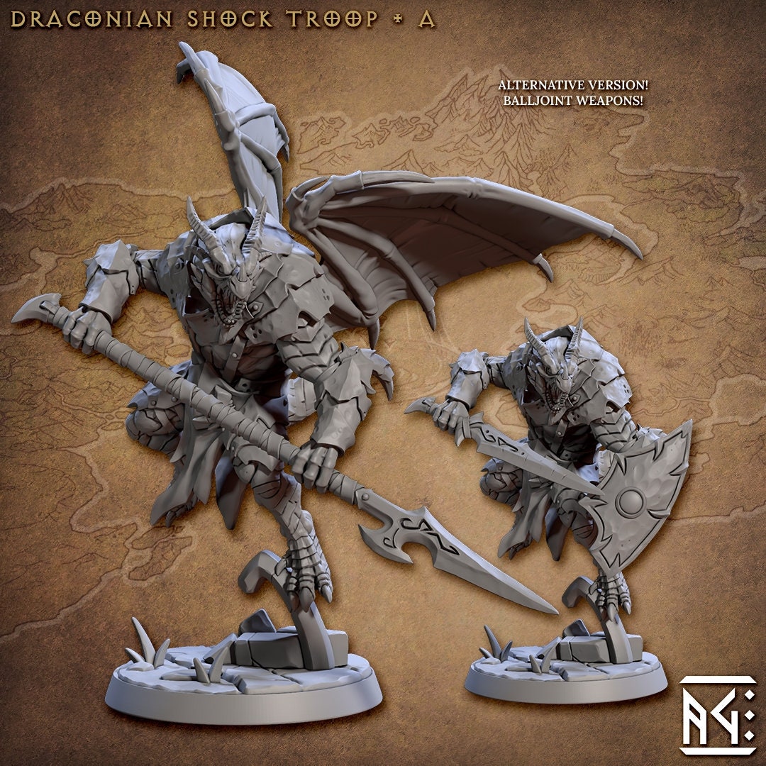 Draconian Scourge Shock Troops Artisan Guild D&D Pathfinder Miniatures ...