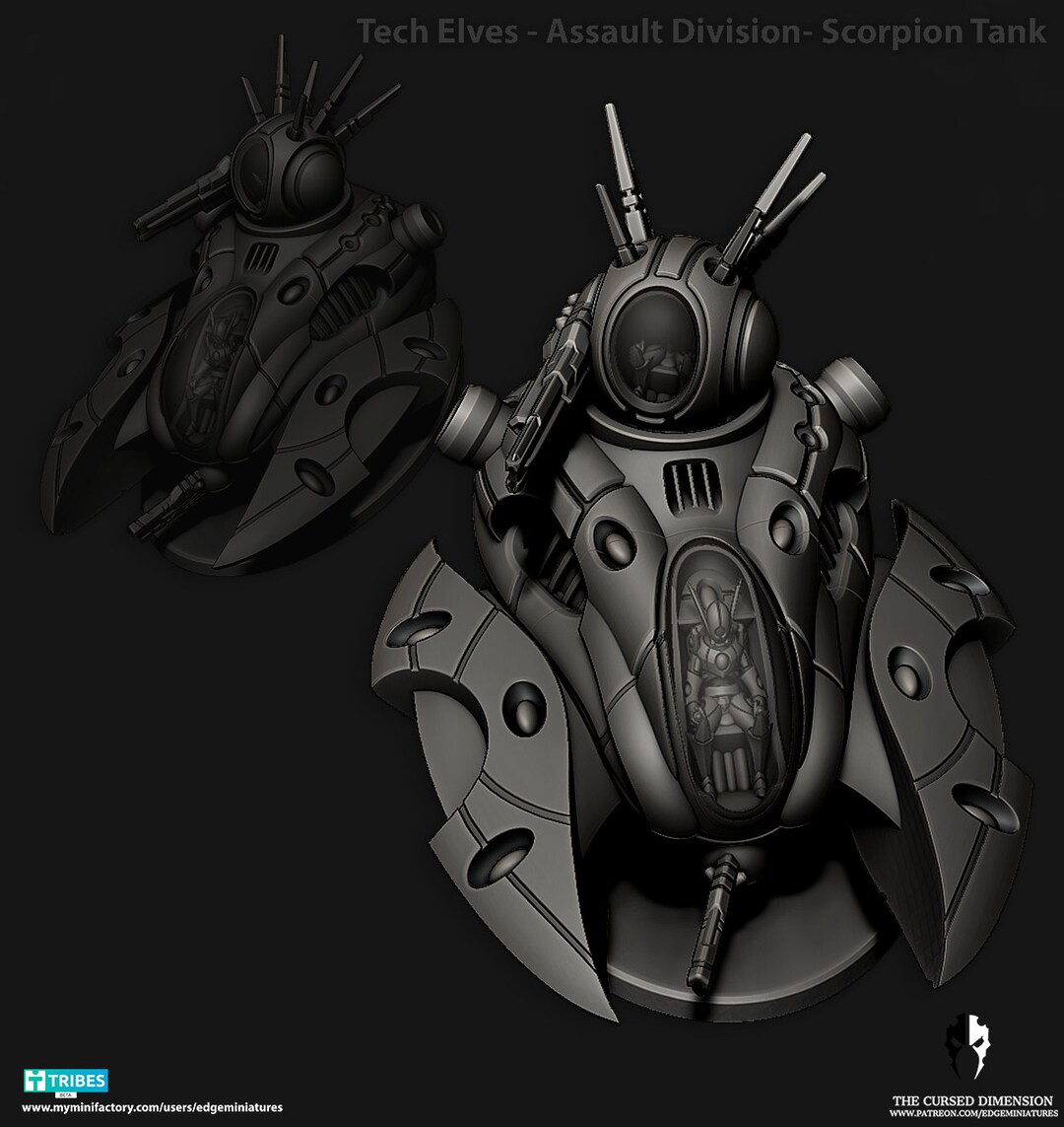 Tech Elves Scorpion Tank Edge Miniatures Sci-fi Wargame Proxy ...