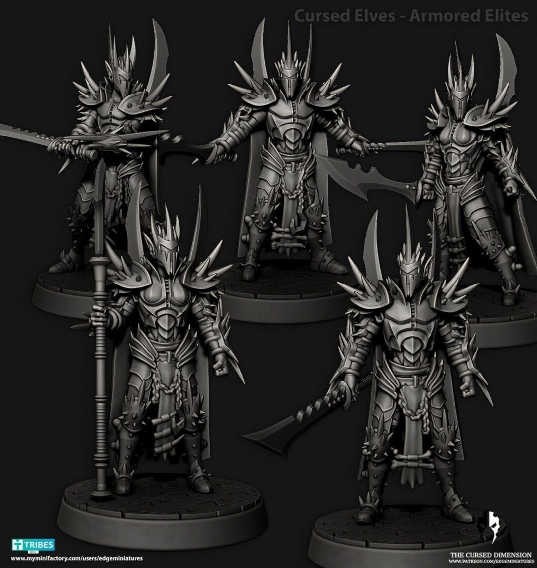 Cursed Elves Armored Elites Edge Miniatures Sci-fi Wargame Proxy ...