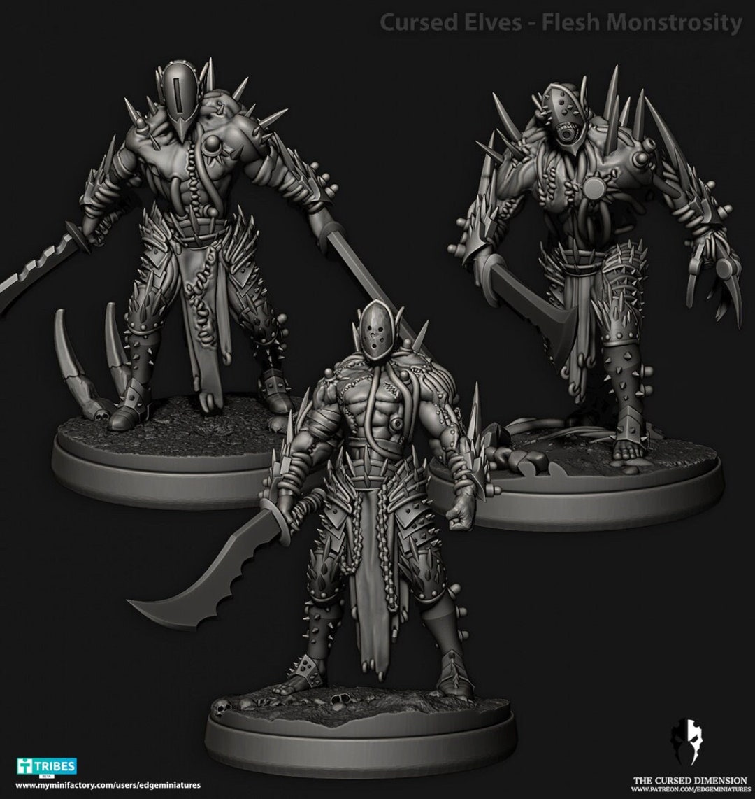 Cursed Elves 2.0 Flesh Monstrosities Resin Miniatures Edge Miniatures ...