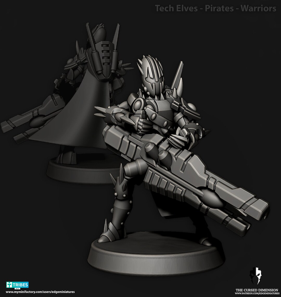 Tech Elves Pirates Heavy Weapon Warriors Edge Miniatures Sci-fi Wargame ...