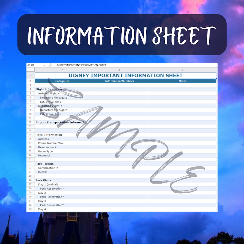Disney World Trip Planner | Editable Spreadsheet Bundle | Budget ...