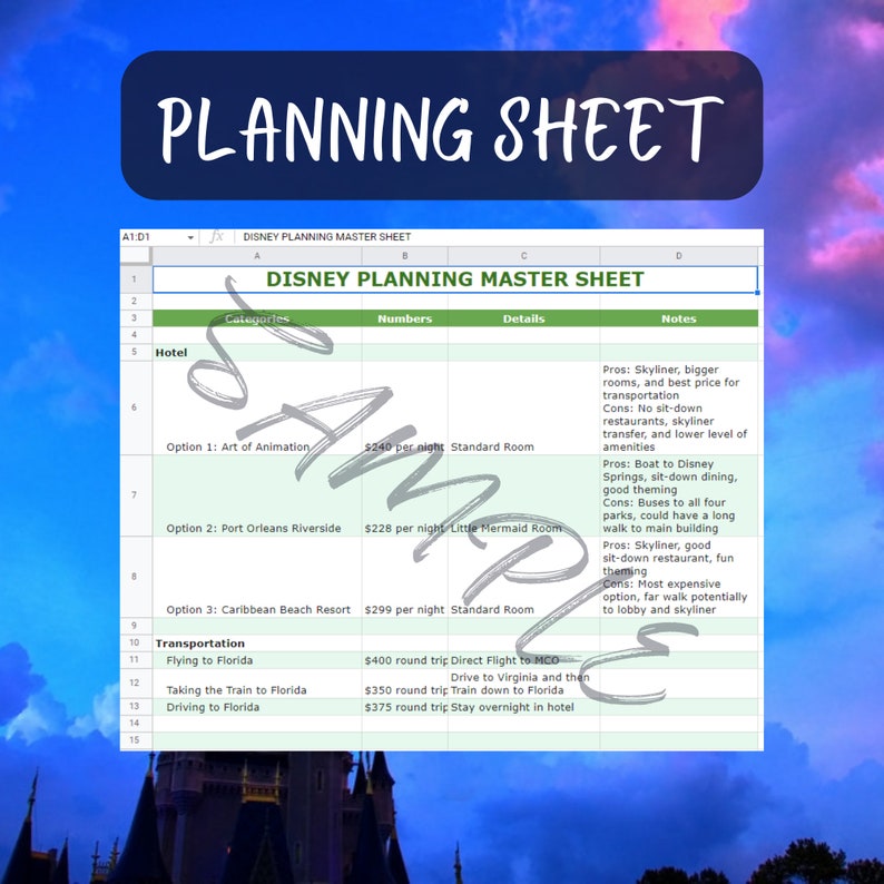 Disney World Trip Planner | Editable Spreadsheet Bundle | Budget ...