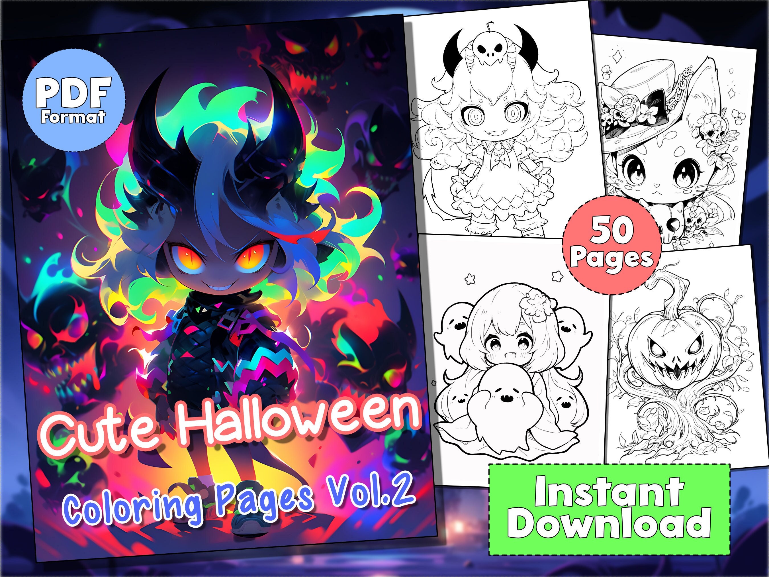 Cute Halloween Coloring Pages Vol 2 | Halloween Coloring Book for ...