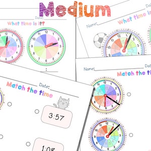 300 Pages Time Worksheets 36 Printable Clocks Learn to Tell Time for ...