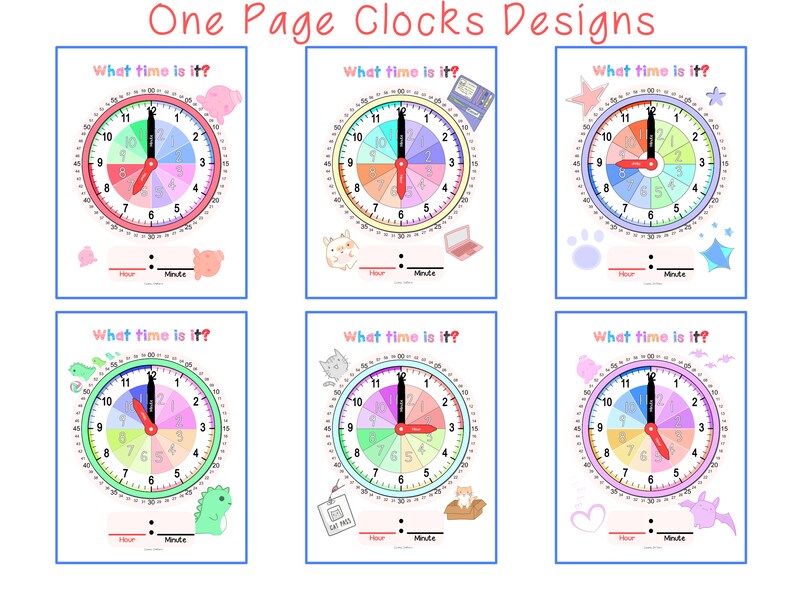 300 Pages Time Worksheets 36 Printable Clocks Learn to Tell Time for ...