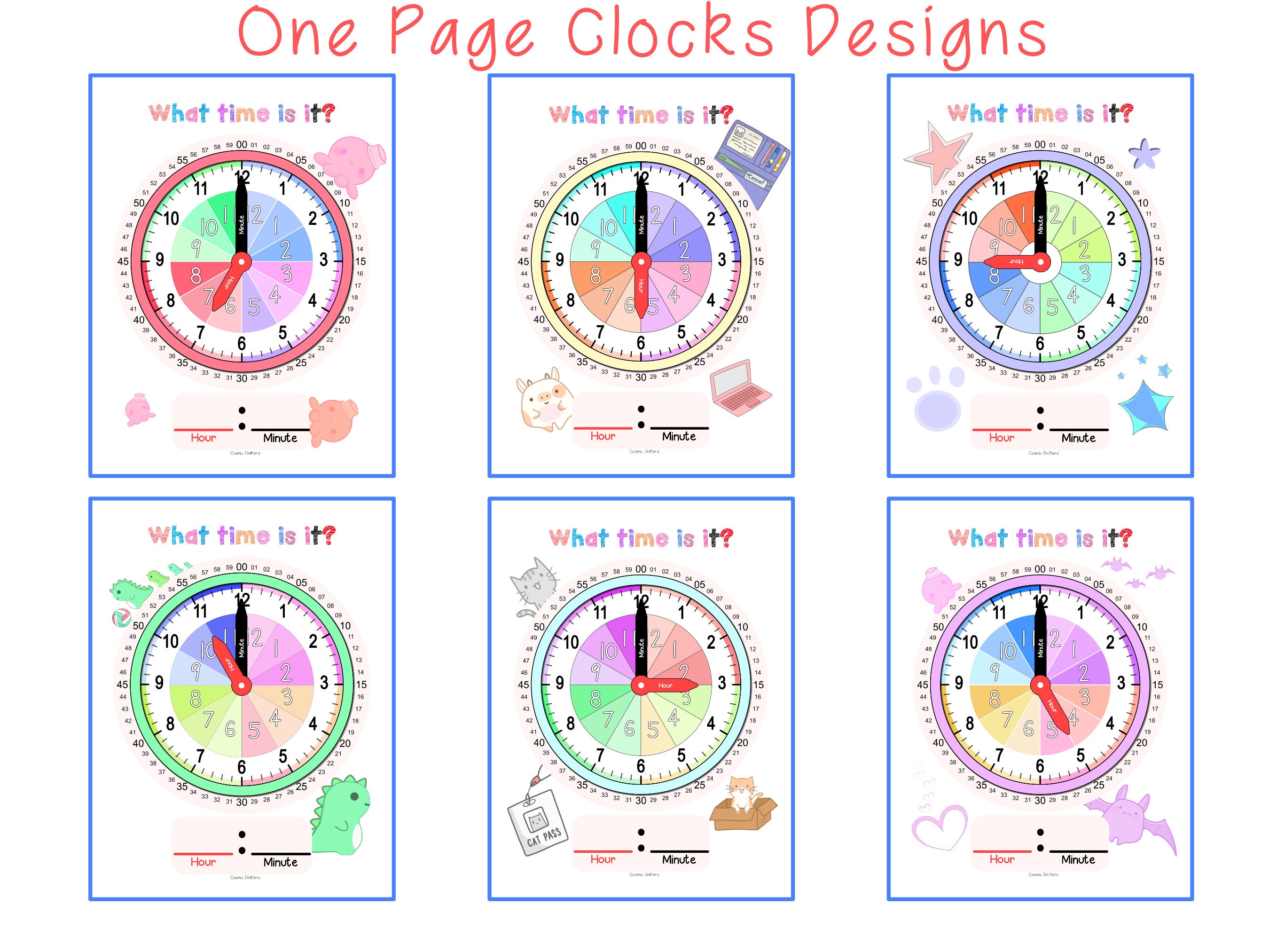 300 Pages Time Worksheets 36 Printable Clocks Learn to Tell Time for ...