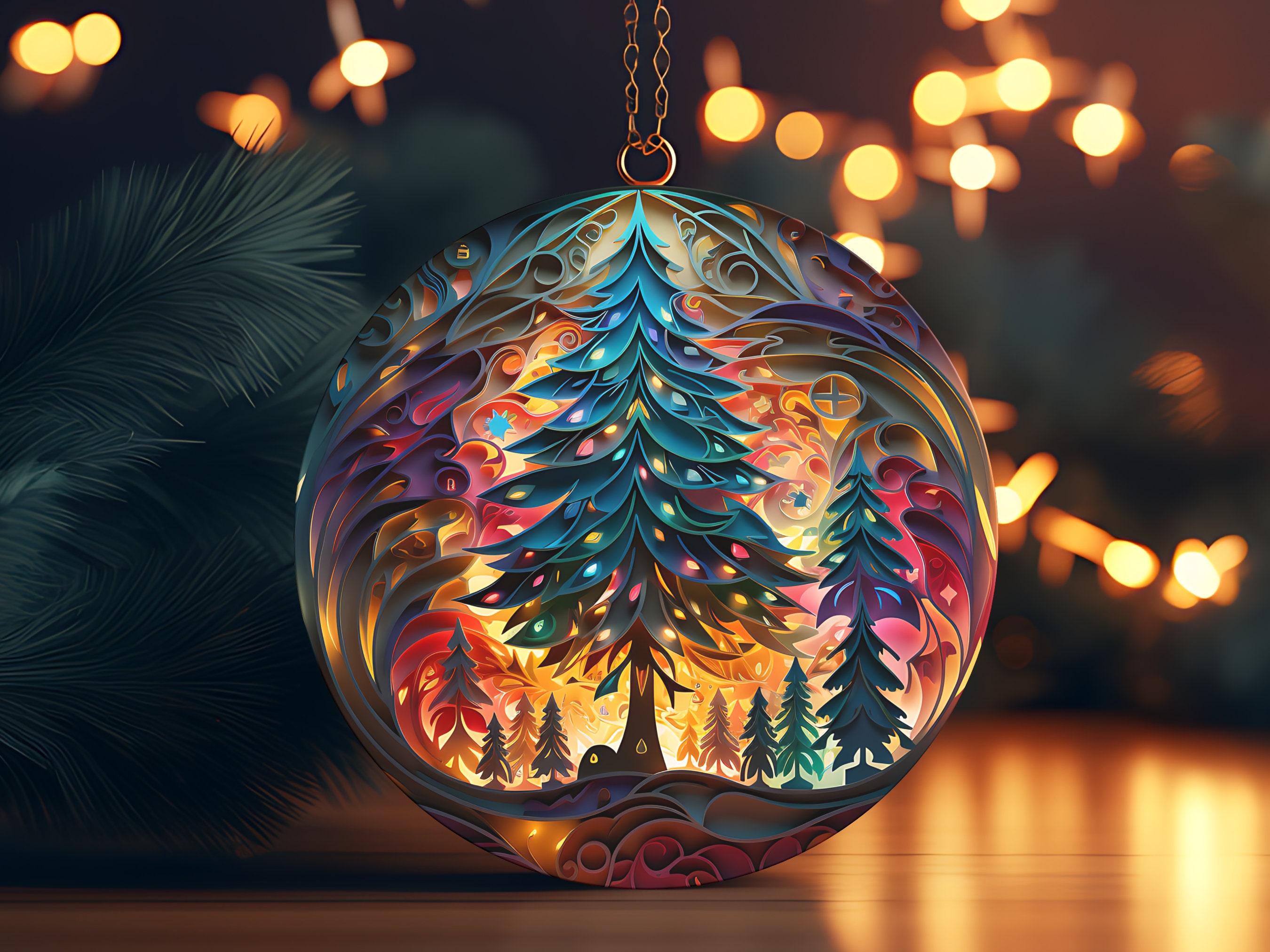 3D Glowing Christmas Trees Ornament Set 3 | 20 PNG | Sublimation Bundle ...