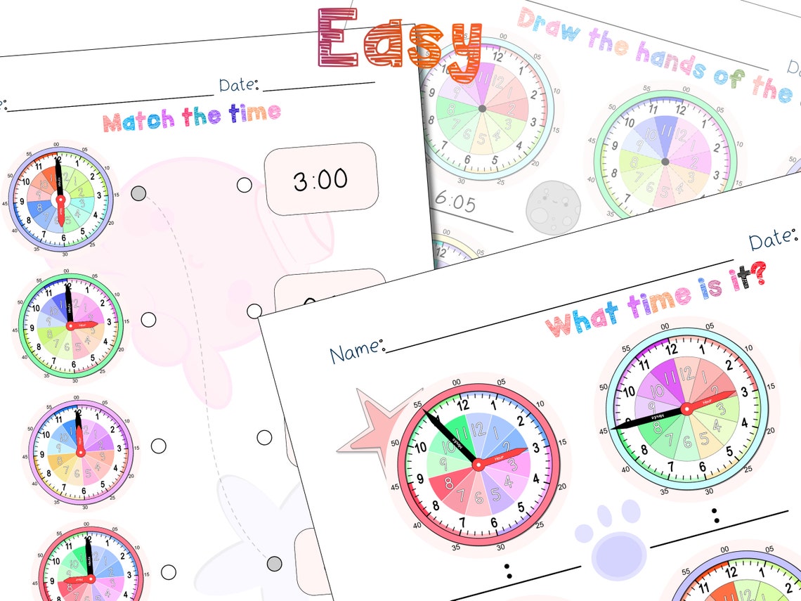 300 Pages Time Worksheets 36 Printable Clocks Learn to - Etsy