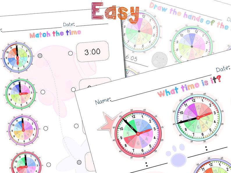 300 Pages Time Worksheets 36 Printable Clocks Learn to Tell Time for ...