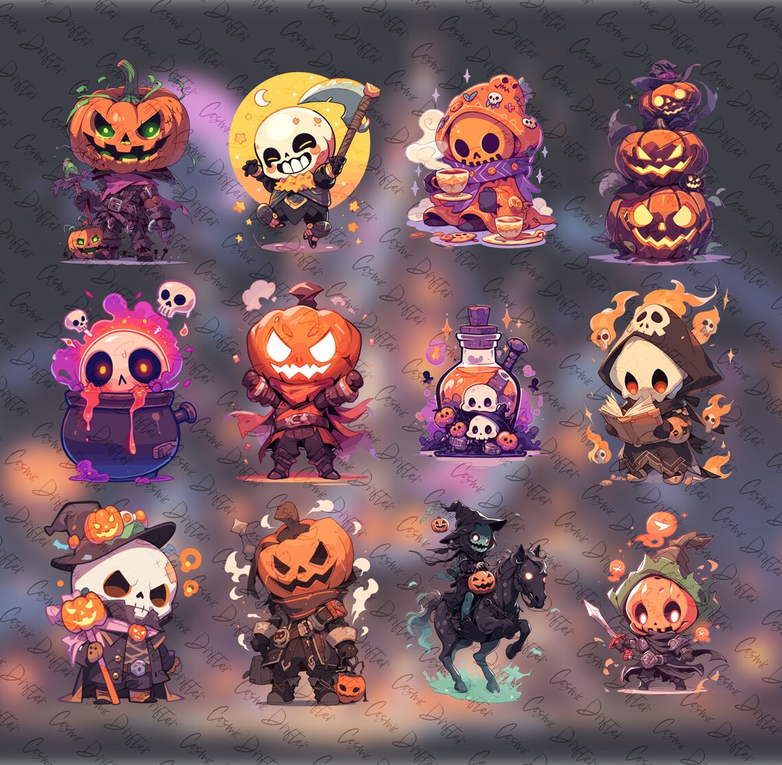 Cute Halloween Clipart Set 1 40 PNG Graphics Instant - Etsy