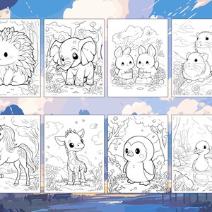 50 Cute Animals Coloring Page Book Coloring Book for Adults Kids ...