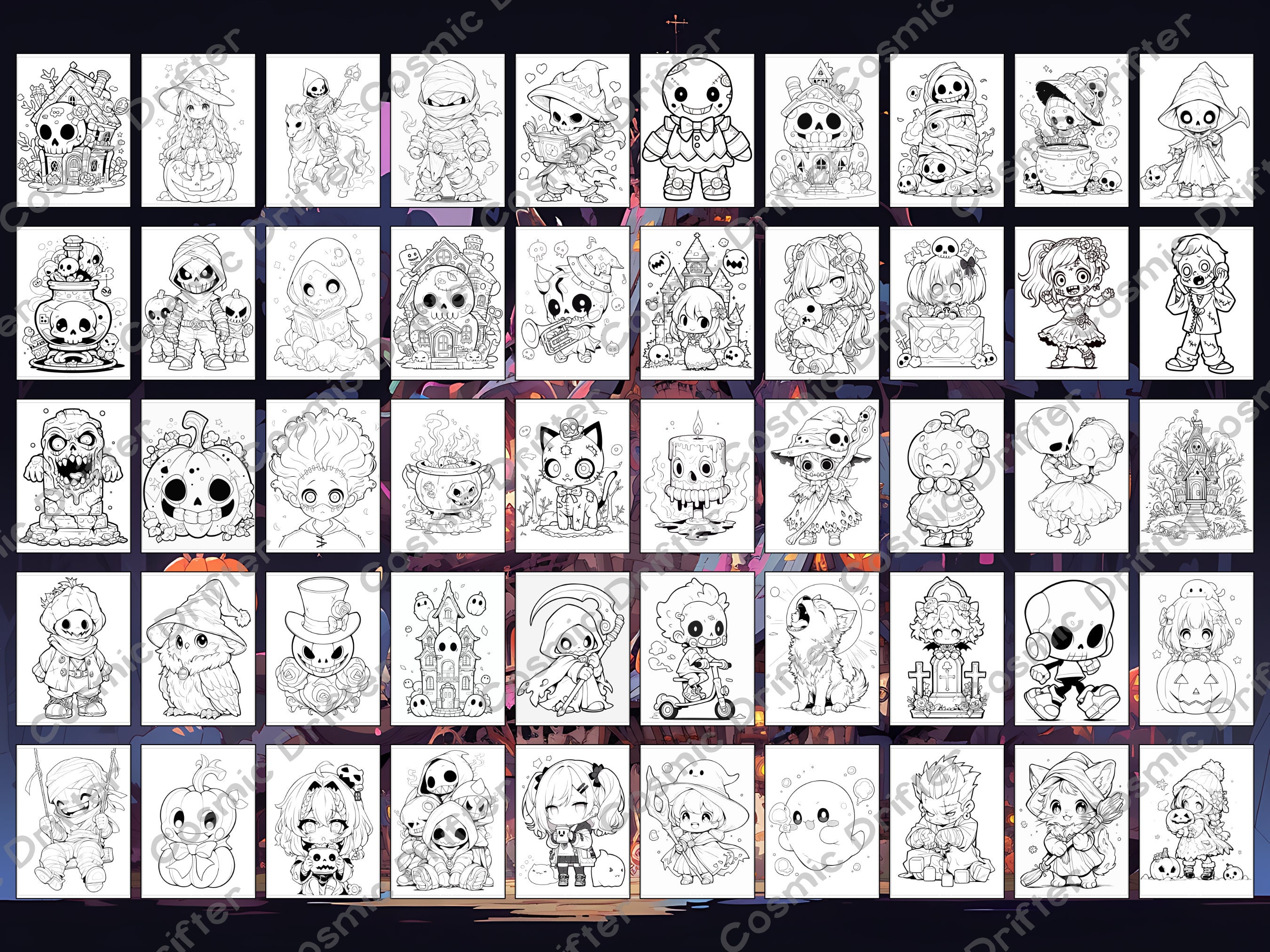 Cute Halloween Coloring Pages | Halloween Coloring Book for Adults ...