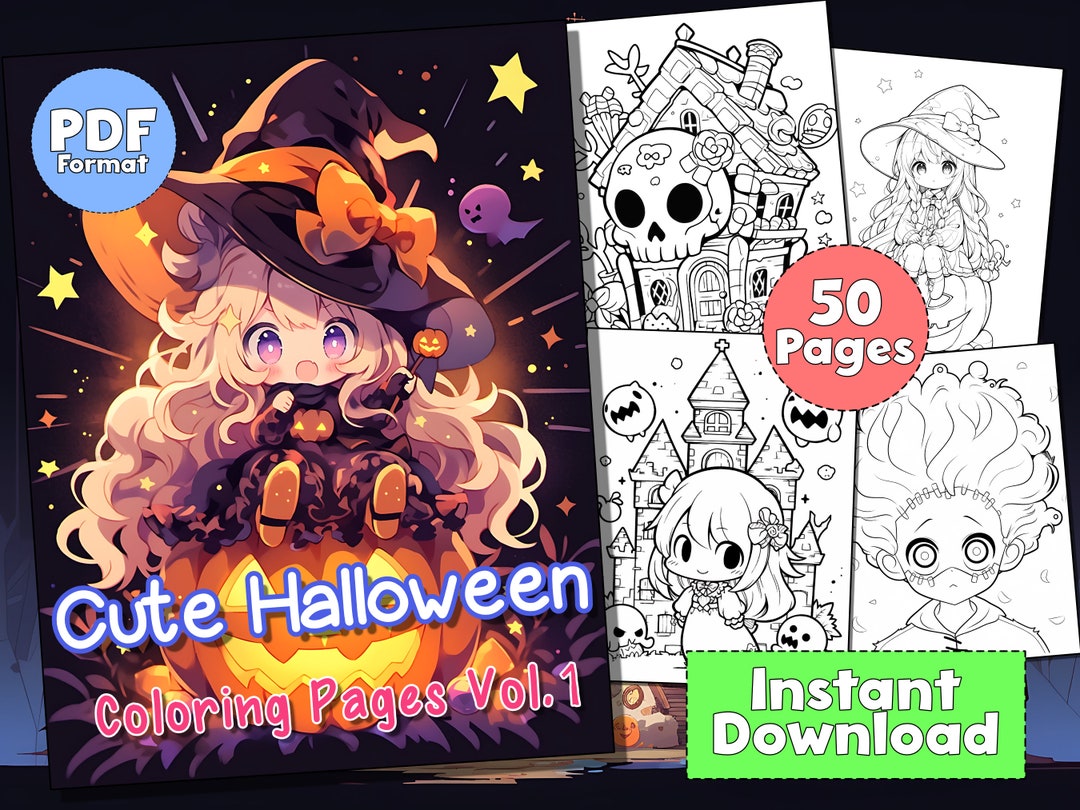 Cute Halloween Coloring Pages | Halloween Coloring Book for Adults ...