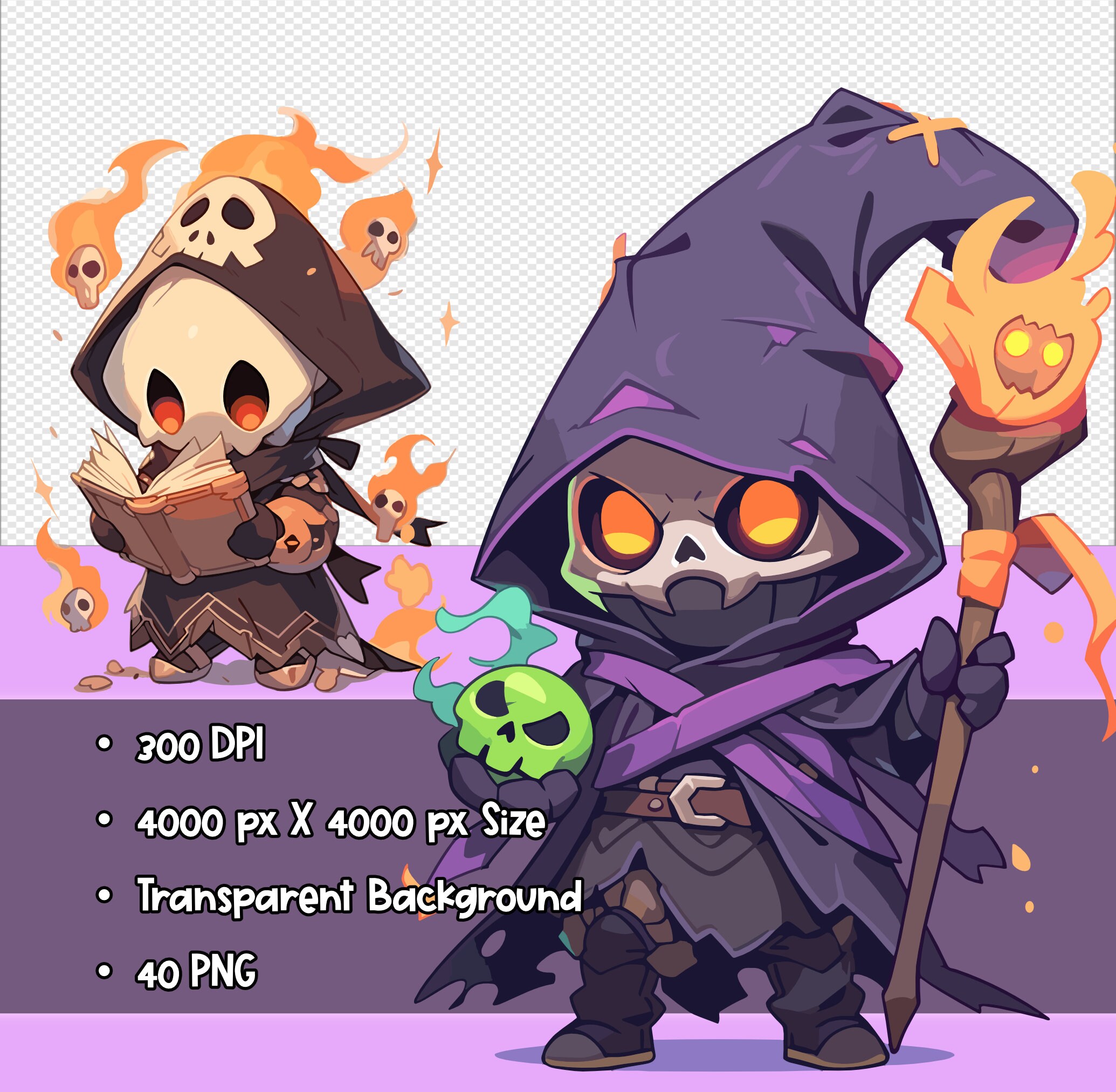 Cute Halloween Clipart Set 1 40 PNG Graphics Instant - Etsy