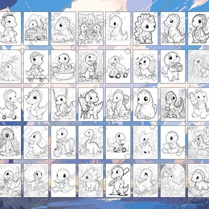 50 Cute Dinosaurs Coloring Page Book | Coloring Book for Adults + Kids ...