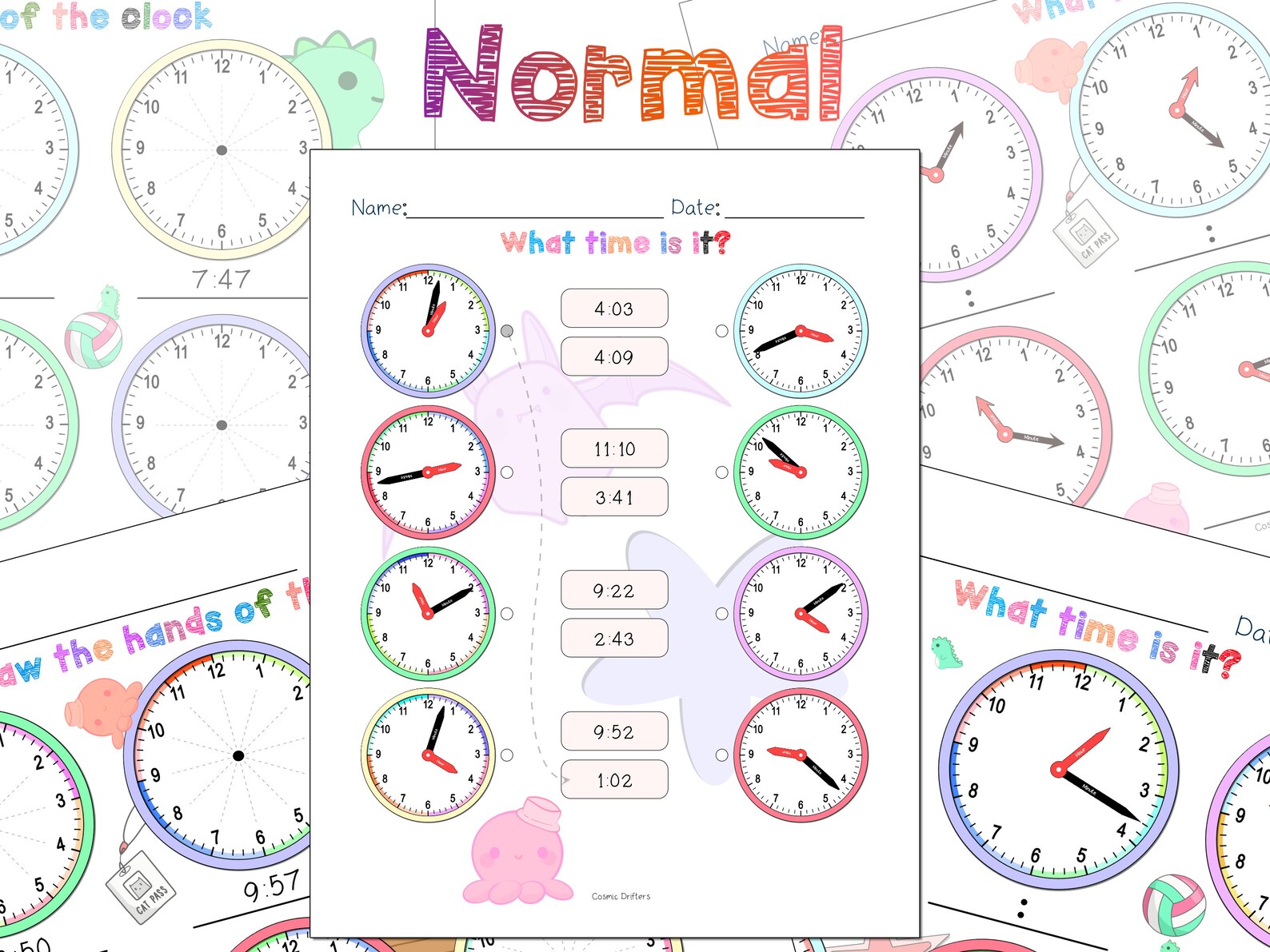 300 Pages Time Worksheets 36 Printable Clocks Learn to Tell Time for ...