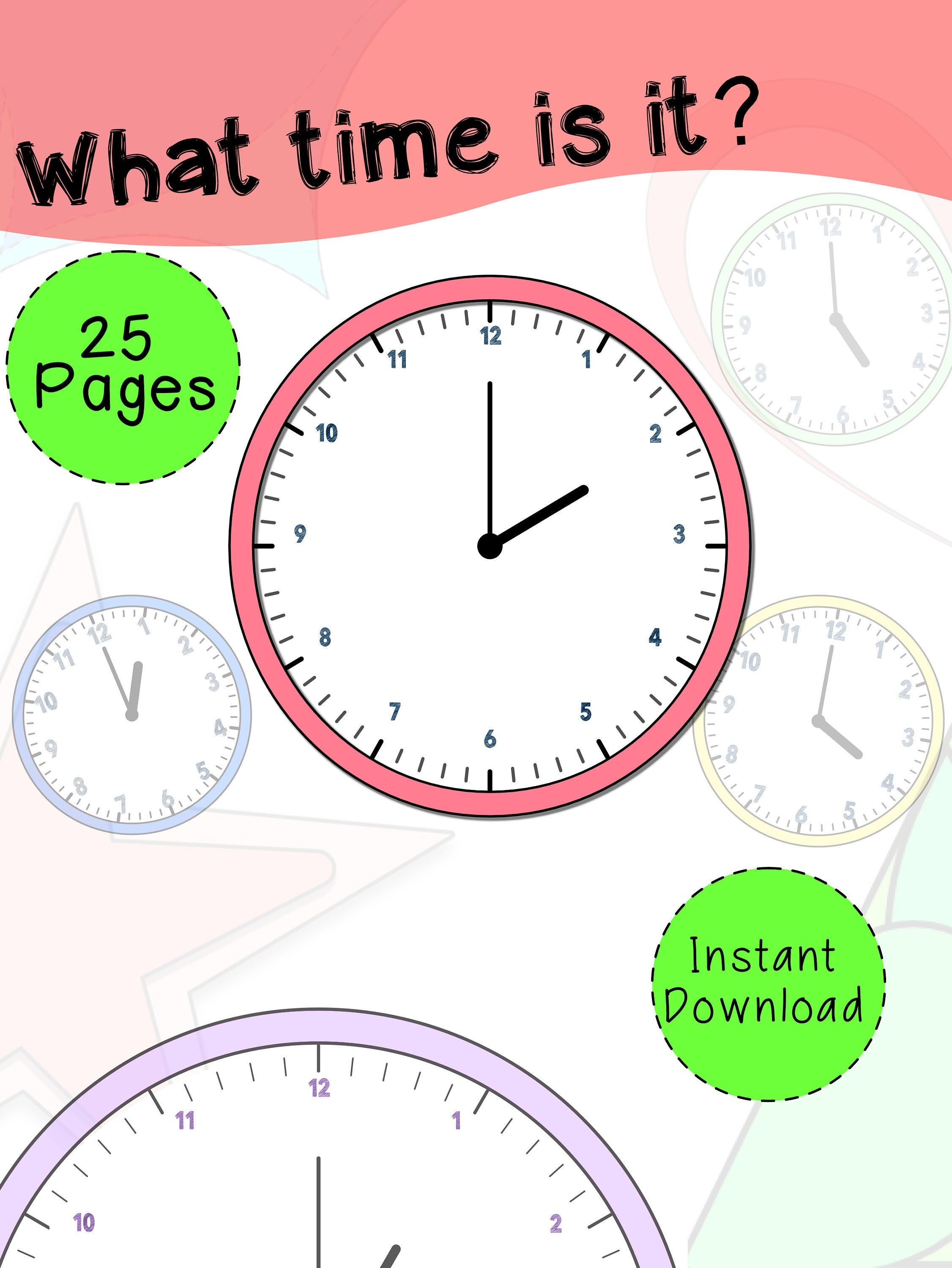 25 Printable Time Learning Worksheets Learn to Tell Time for - Etsy