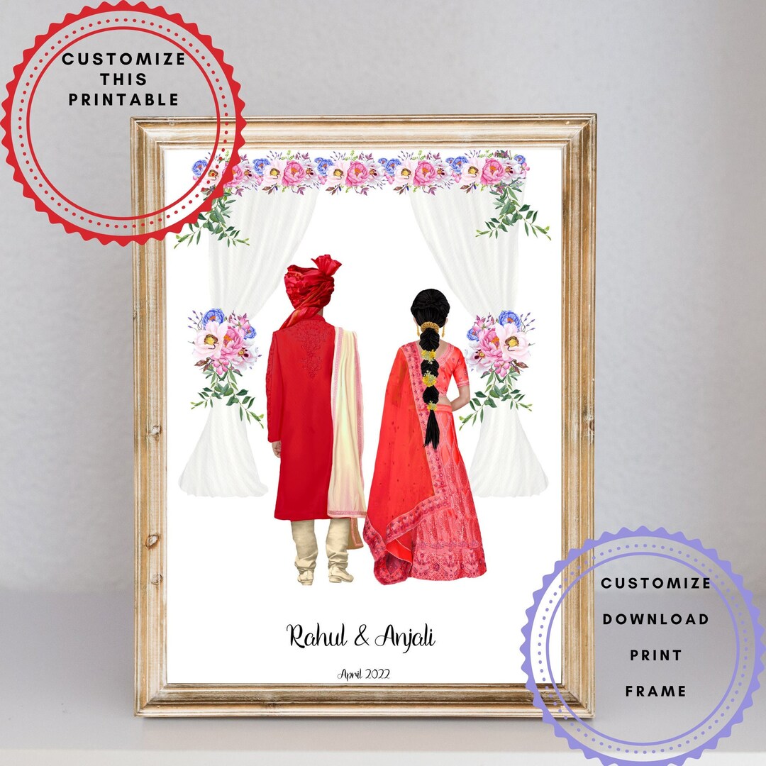 Customized Personalized Printable-indian Bride and - Etsy