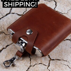 Leather Hip Flask. Personalized Vintage Flask Sleeve. Leather Flask ...