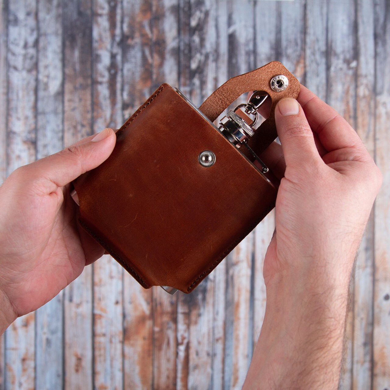 Leather Hip Flask. Personalized Vintage Flask Sleeve. Leather Flask ...