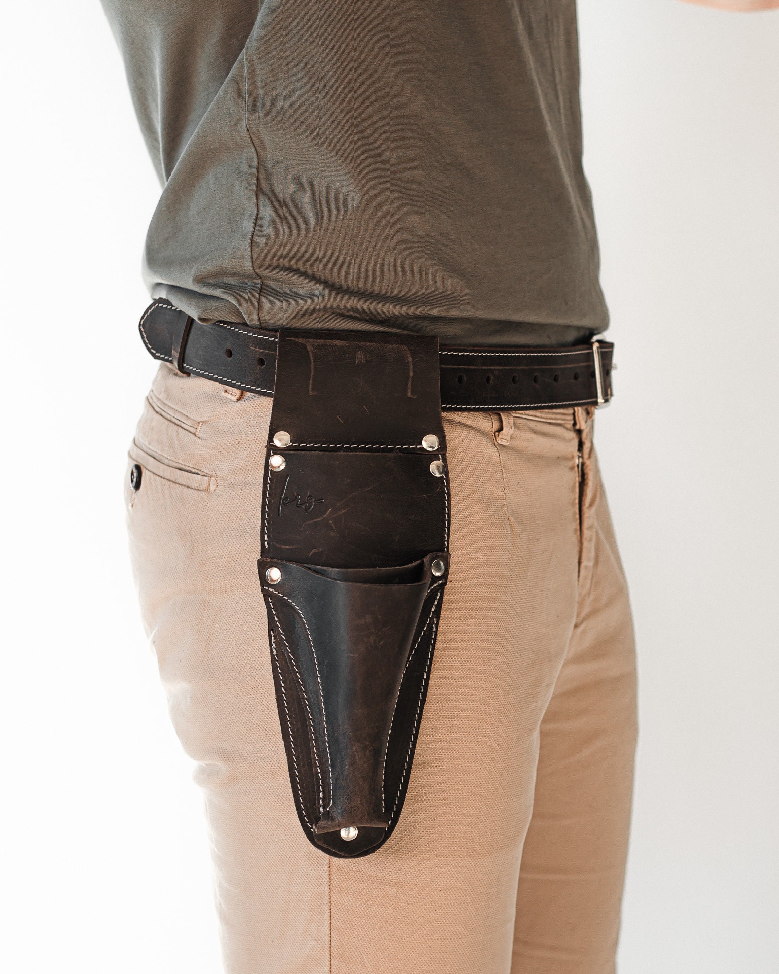 Hori Hori Leather Sheath Belt With Pruner and Scissor Pockets ...
