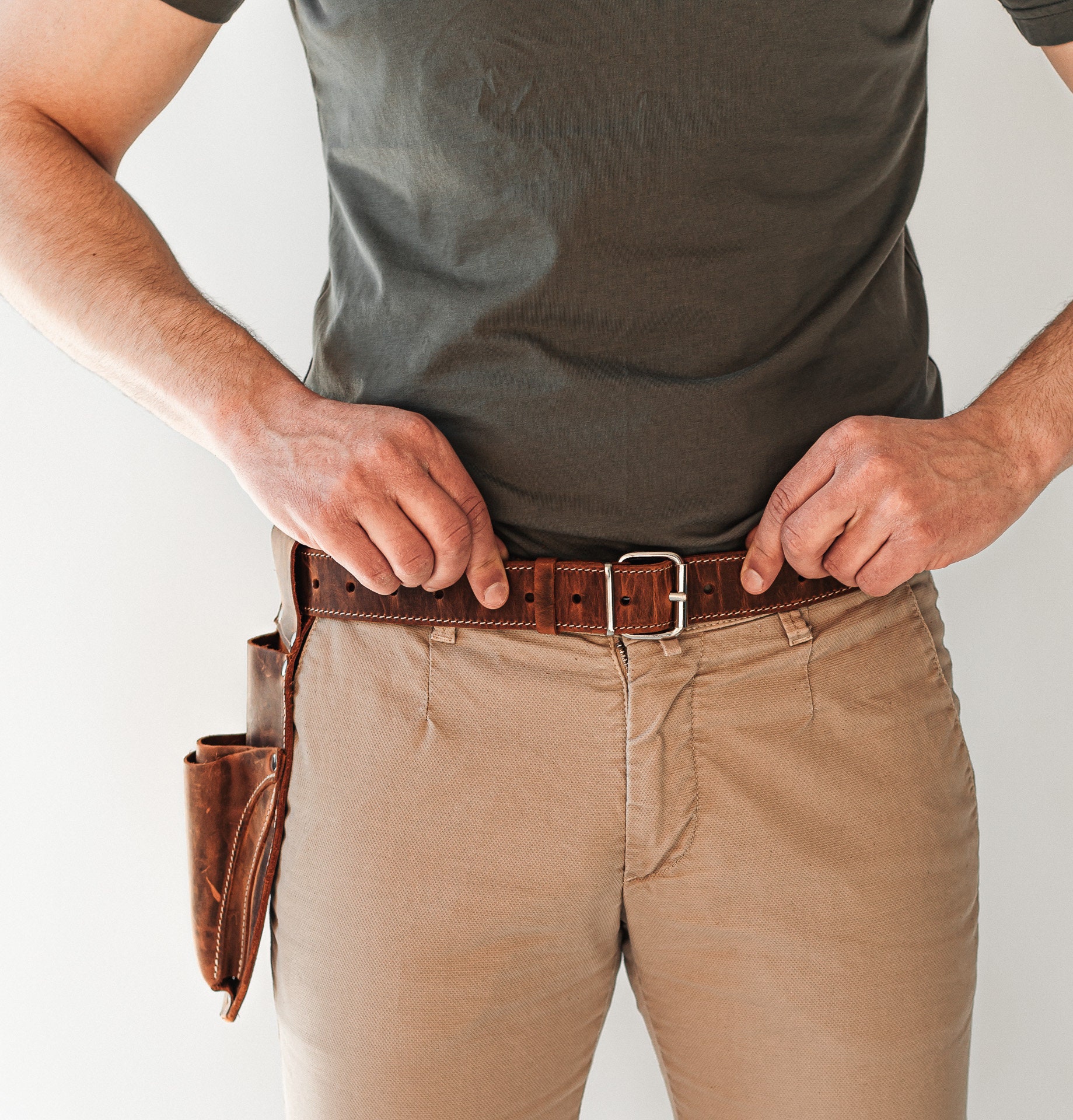 Hori Hori Leather Sheath Belt With Pruner and Scissor Pockets ...