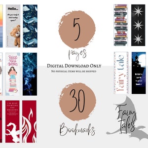 Fairy Tale Printable Bookmarks Set, Bookmarks, Digital Bookmark ...
