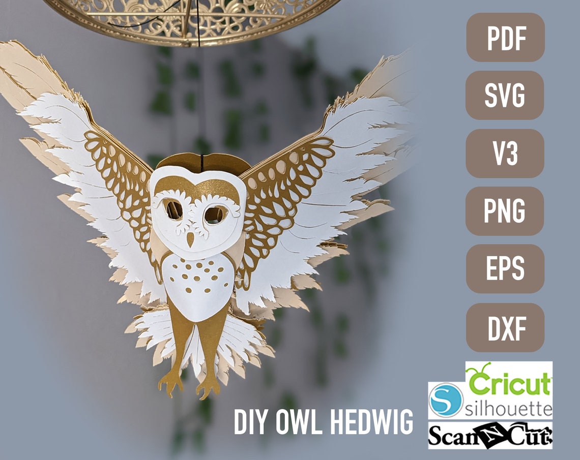 DIY Owl Hedwig Mobile Pdf, Png, Svg, Dxf, Eps, Silhouette V3, DIY ...