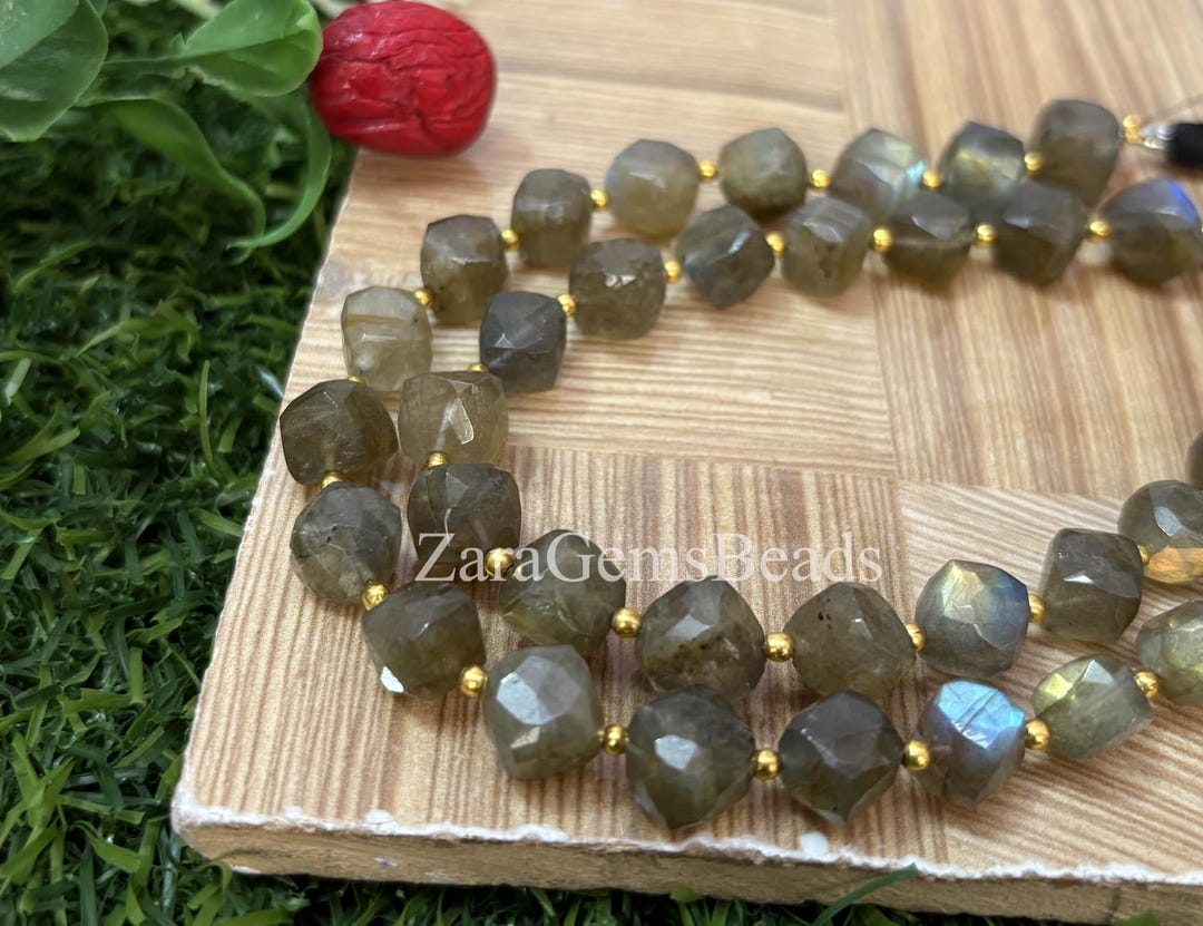 Rare Labradorite Fire 3D Box Shape Beads, 7-9mm, 8 Inch Strand, Black ...