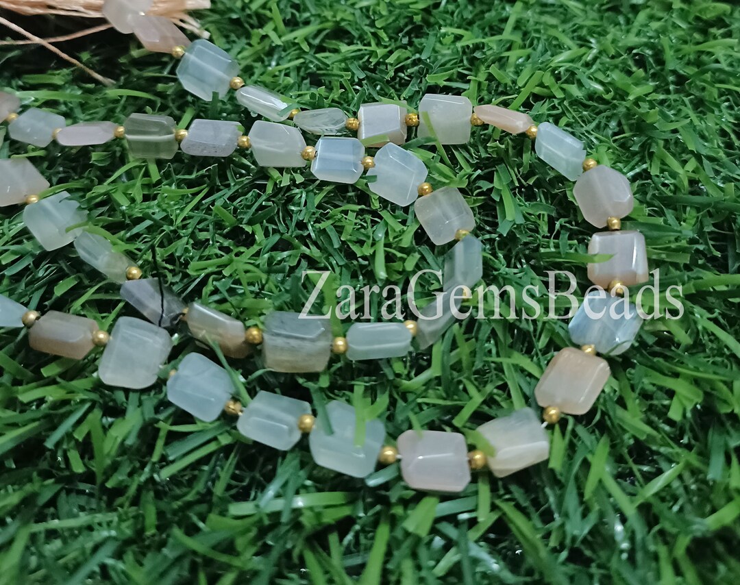 Peach Moonstone Indian Cut Nugget Shape Beads, 6-8mm, 8 Inch Strand ...