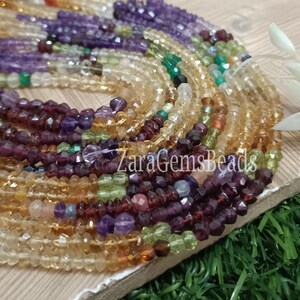 Natural Multi Stone Rondelle Shape Beads, 4-5mm, 13 Inch Strand, Mix ...