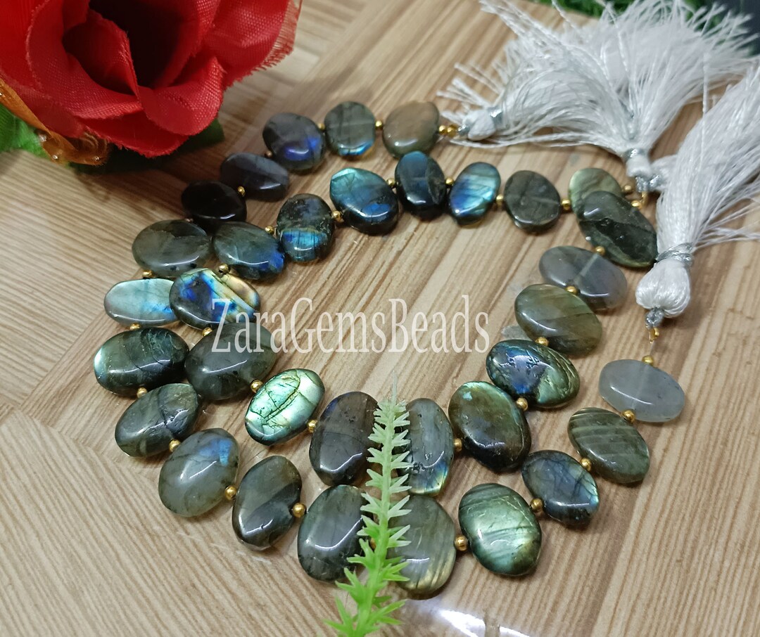 Blue Fire Labradorite Smooth Oval Shape Beads, 9x15-14x16mm, 8 Inch ...
