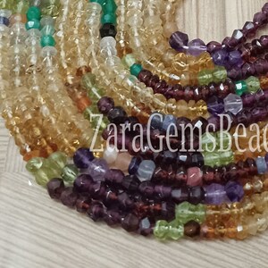Natural Multi Stone Rondelle Shape Beads, 4-5mm, 13 Inch Strand, Mix ...